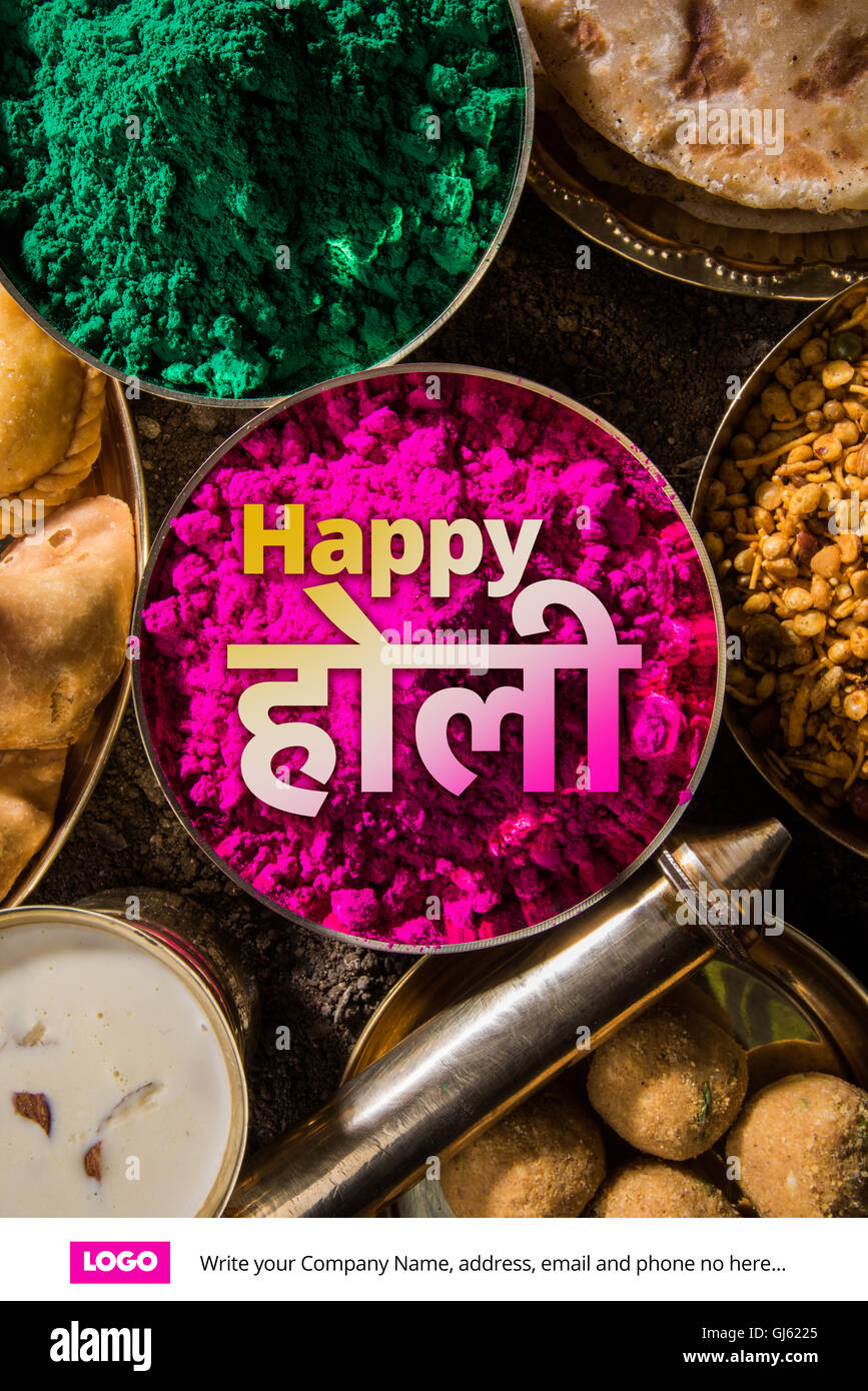 happy holi greeting card, holi wishes, greeting card of indian festival ...