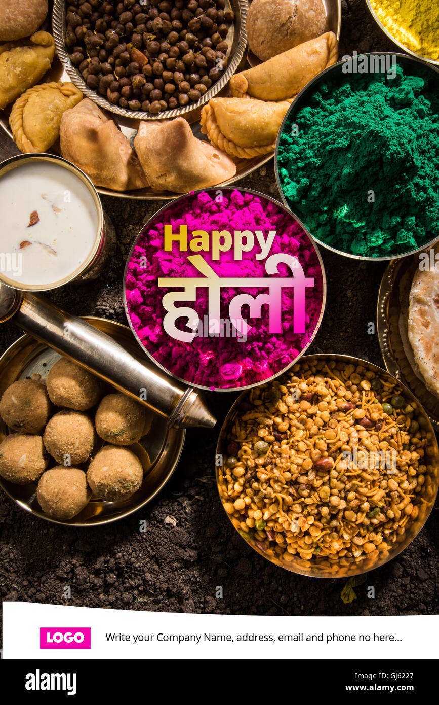 happy holi greeting card, holi wishes, greeting card of indian festival ...