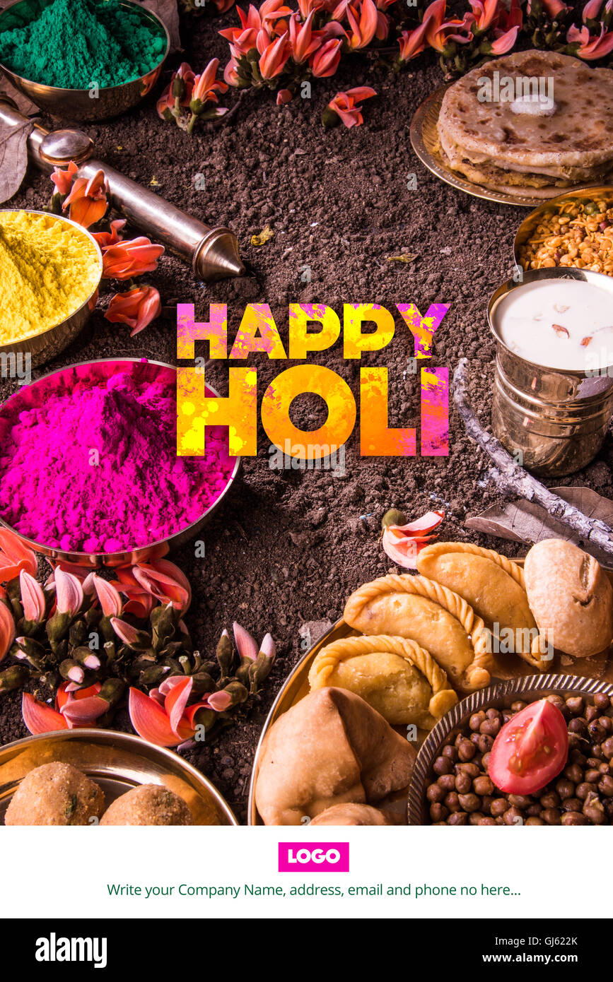 happy holi greeting card, holi wishes, greeting card of indian festival ...