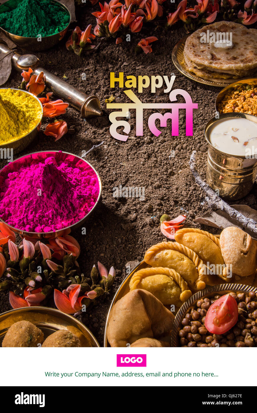 happy holi greeting card, holi wishes, greeting card of indian festival ...