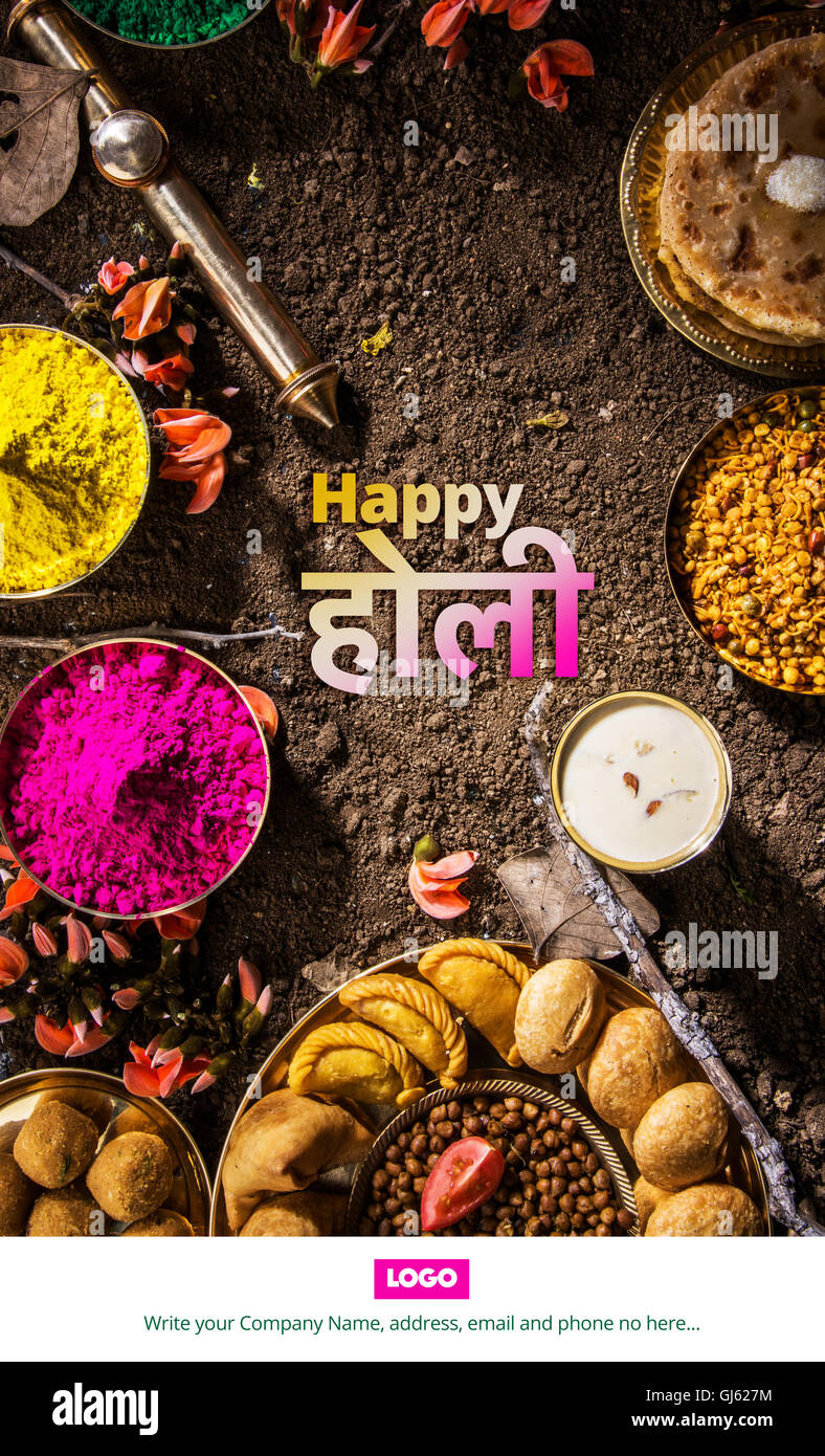 happy holi greeting card, holi wishes, greeting card of indian festival ...