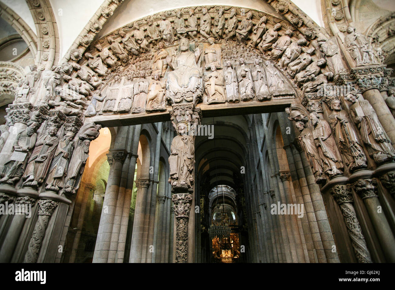 Famous Portico da Gloria at Cathedral of Santiago de Compostela. This ...