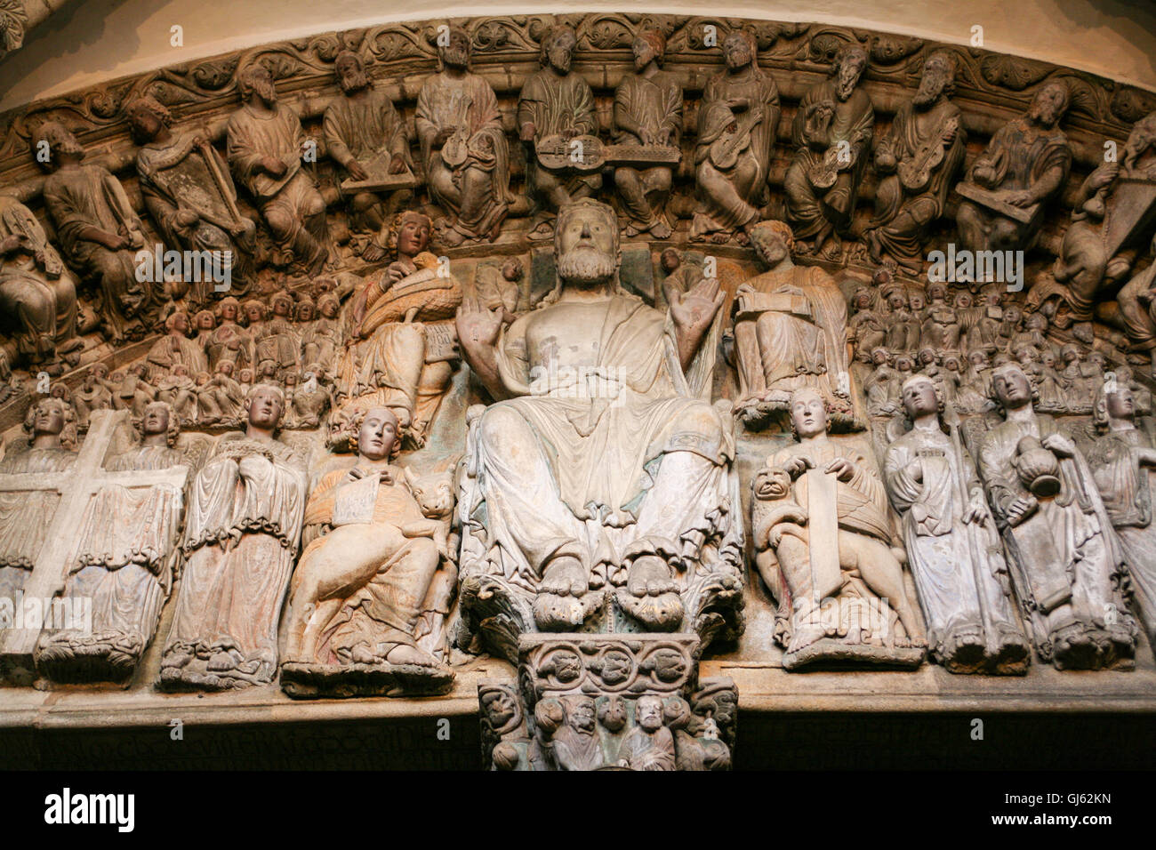 Famous Portico da Gloria at Cathedral of Santiago de Compostela. This ...