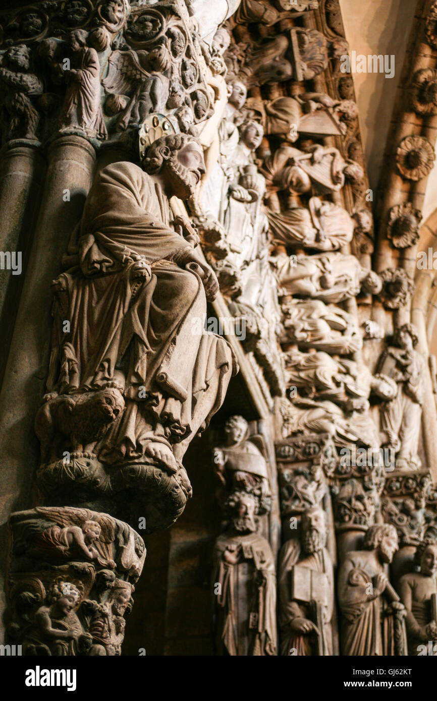 Famous Portico da Gloria at Cathedral of Santiago de Compostela. This ...