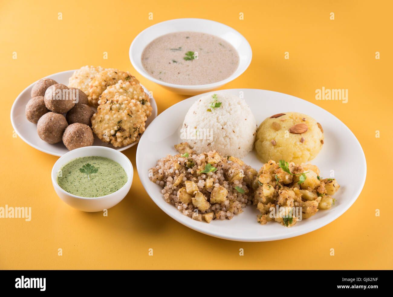 indian upwas or upvas food or fasting food, food prepared for vrat or ...