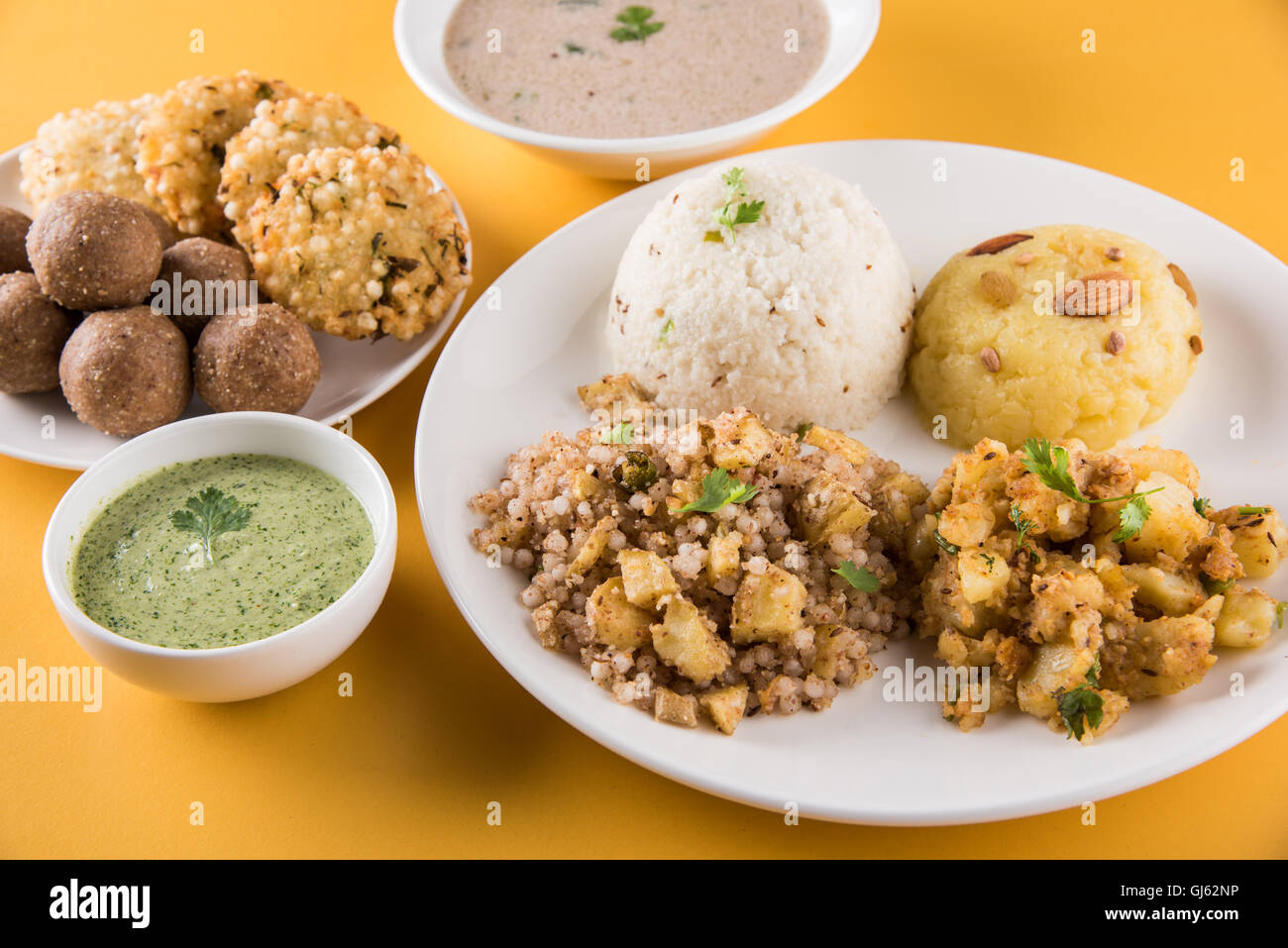 indian upwas or upvas food or fasting food, food prepared for vrat or ...