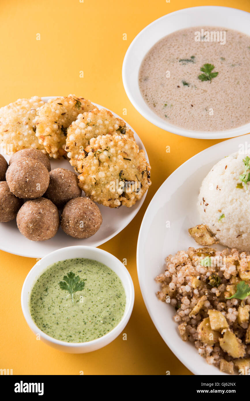 indian upwas or upvas food or fasting food, food prepared for vrat or ...