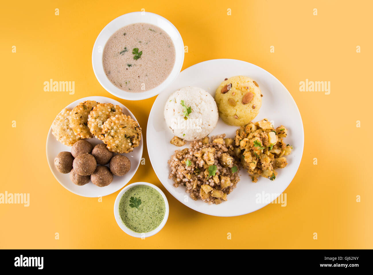 indian upwas or upvas food or fasting food, food prepared for vrat or ...