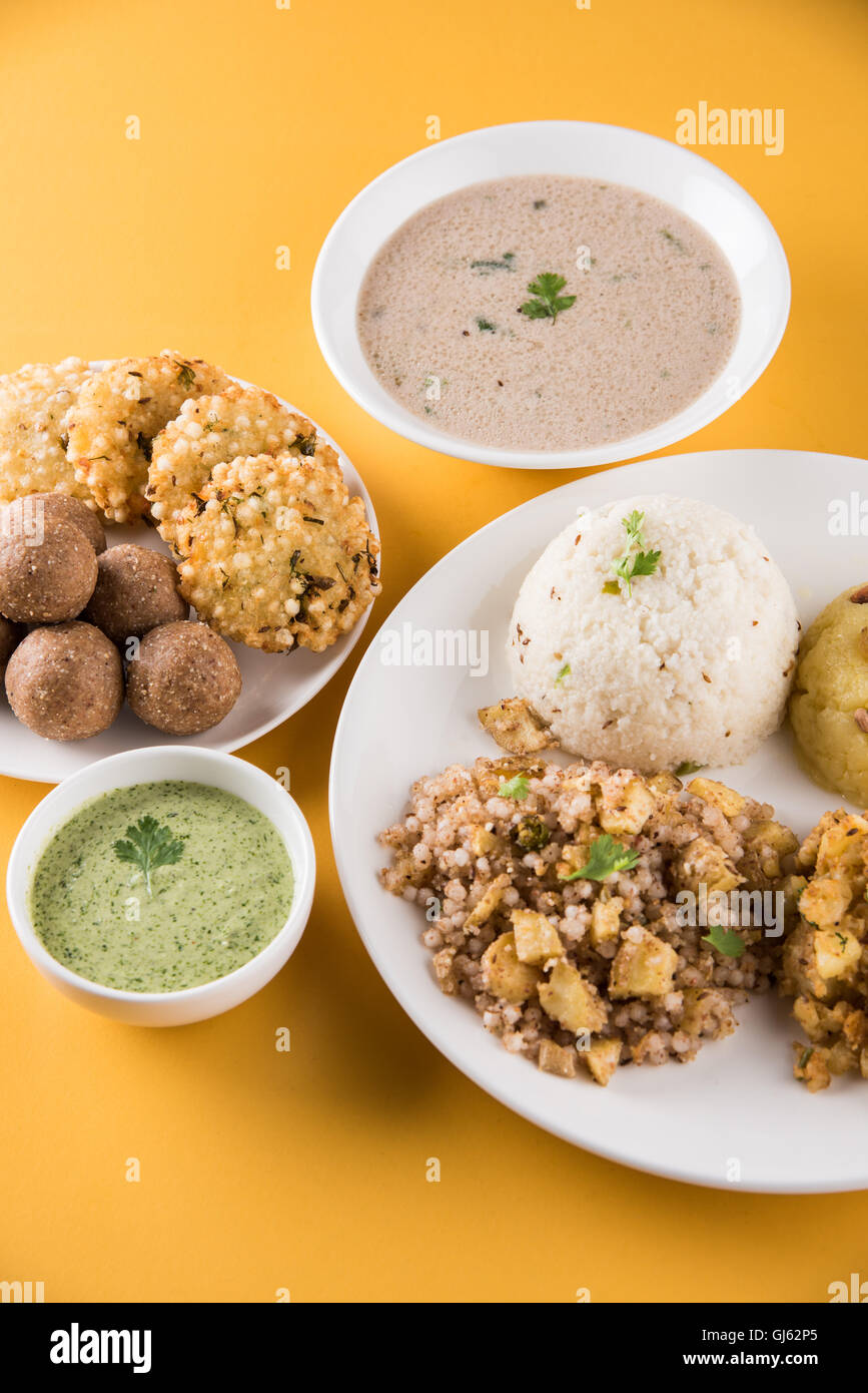 indian upwas or upvas food or fasting food, food prepared for vrat or ...