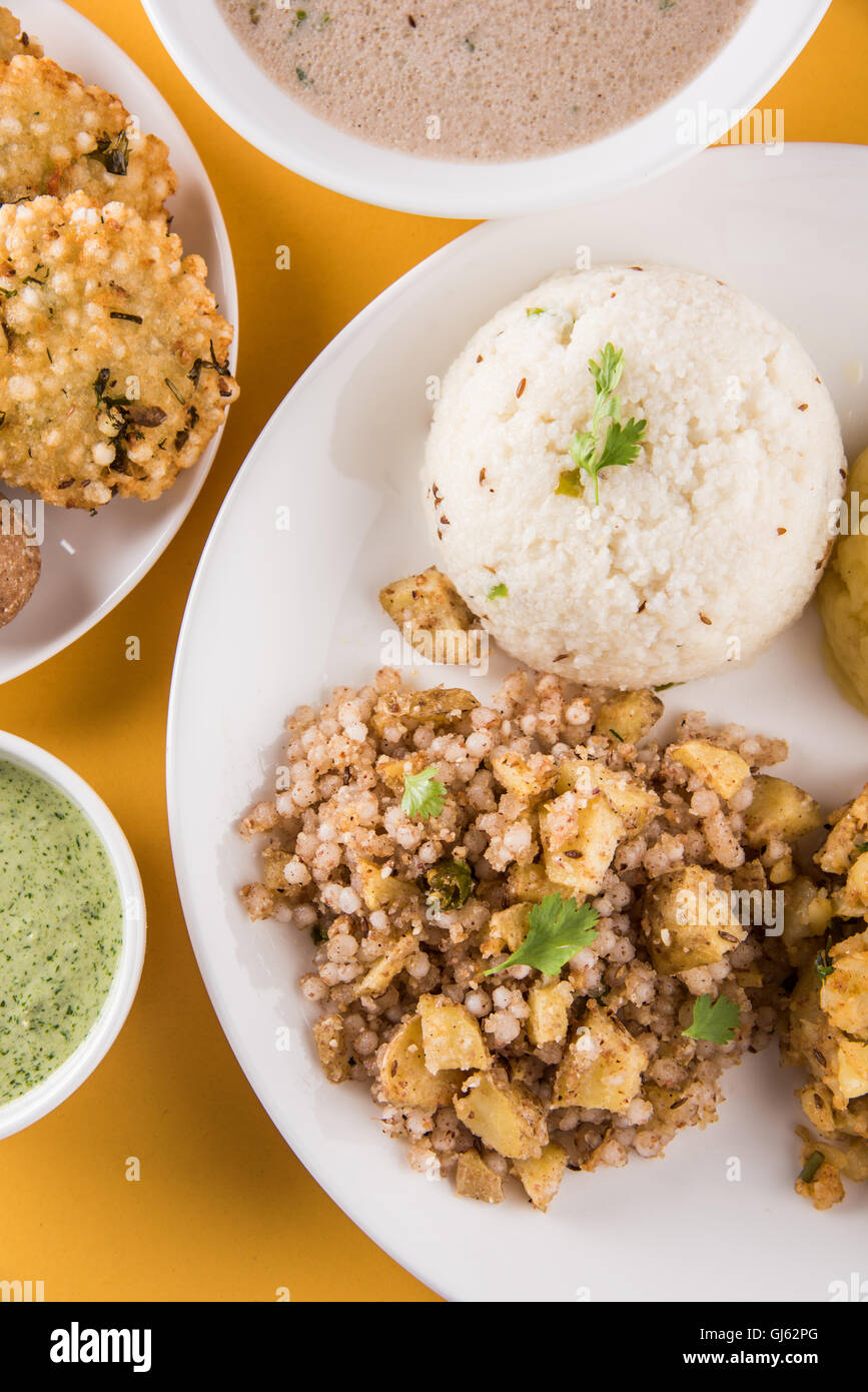 indian upwas or upvas food or fasting food, food prepared for vrat or ...