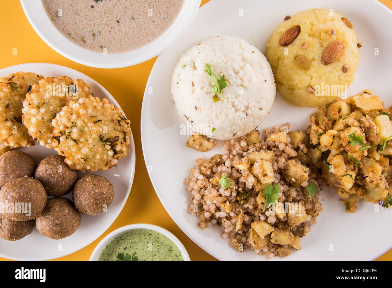 indian upwas or upvas food or fasting food, food prepared for vrat or ...