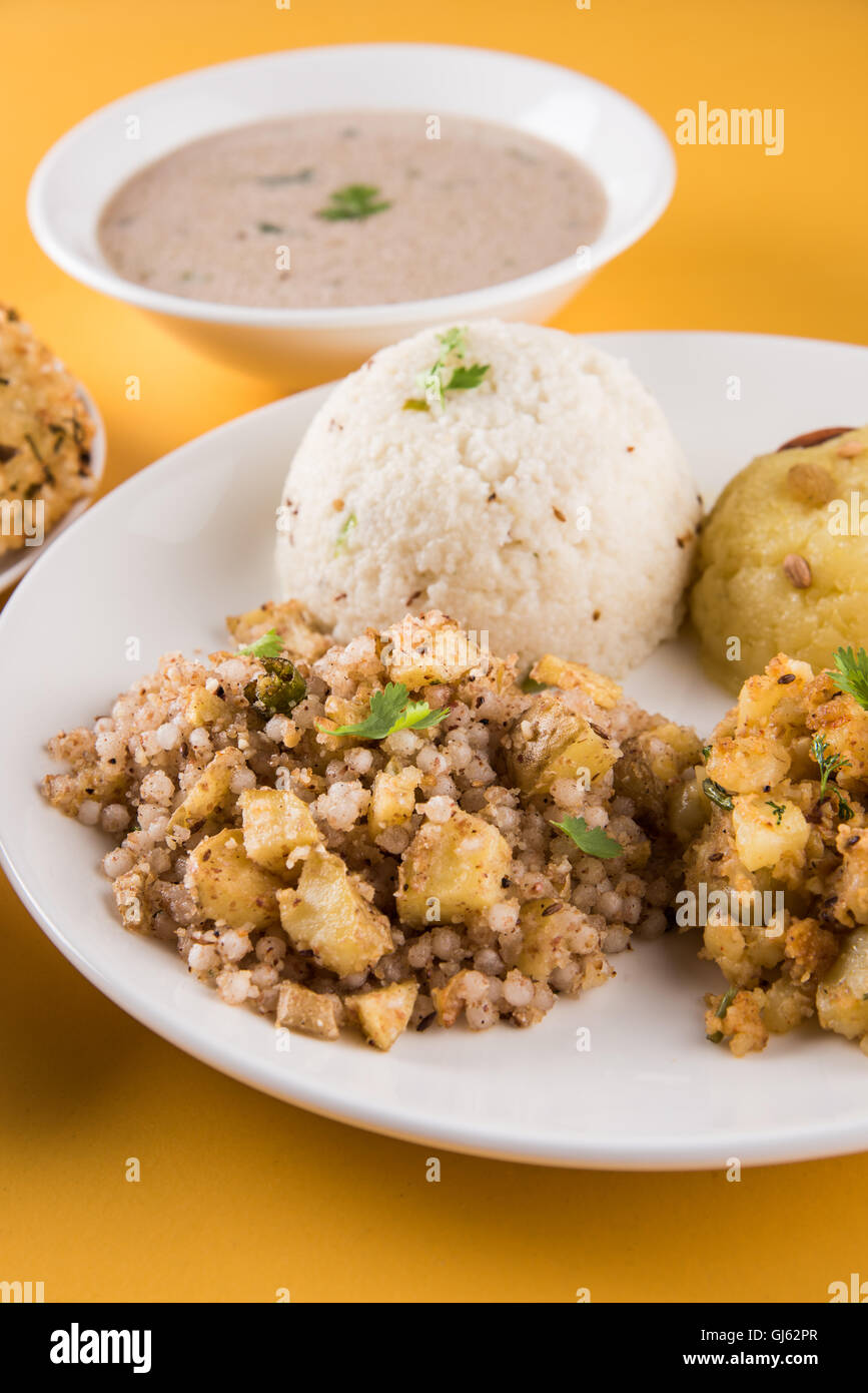 indian upwas or upvas food or fasting food, food prepared for vrat or ...