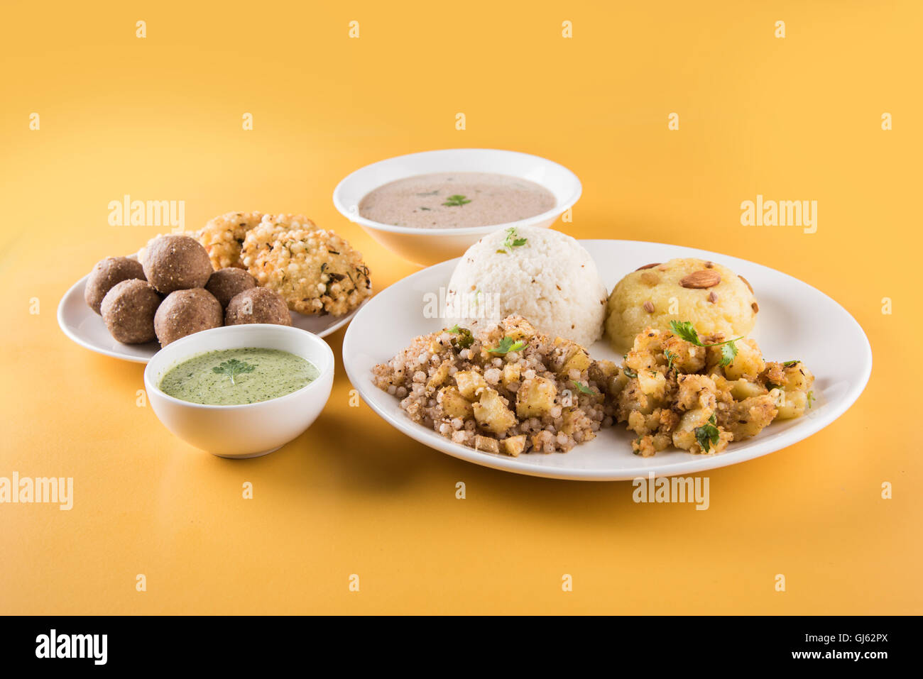 indian upwas or upvas food or fasting food, food prepared for vrat or ...