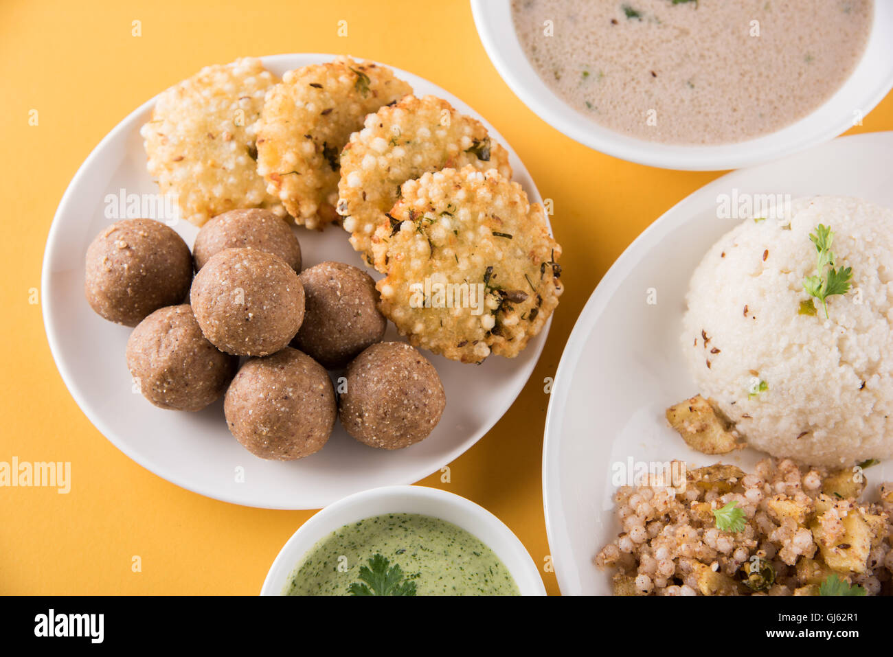 indian upwas or upvas food or fasting food, food prepared for vrat or ...