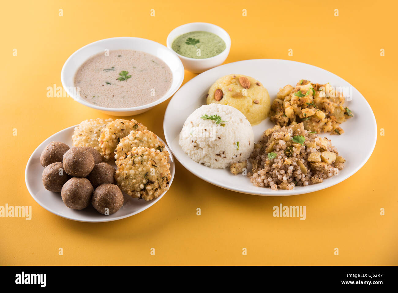 indian upwas or upvas food or fasting food, food prepared for vrat or ...