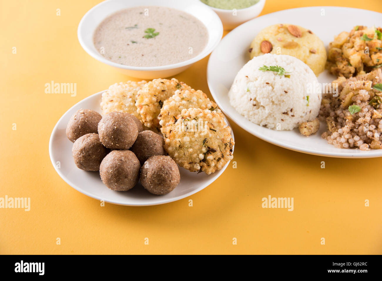 indian upwas or upvas food or fasting food, food prepared for vrat or ...