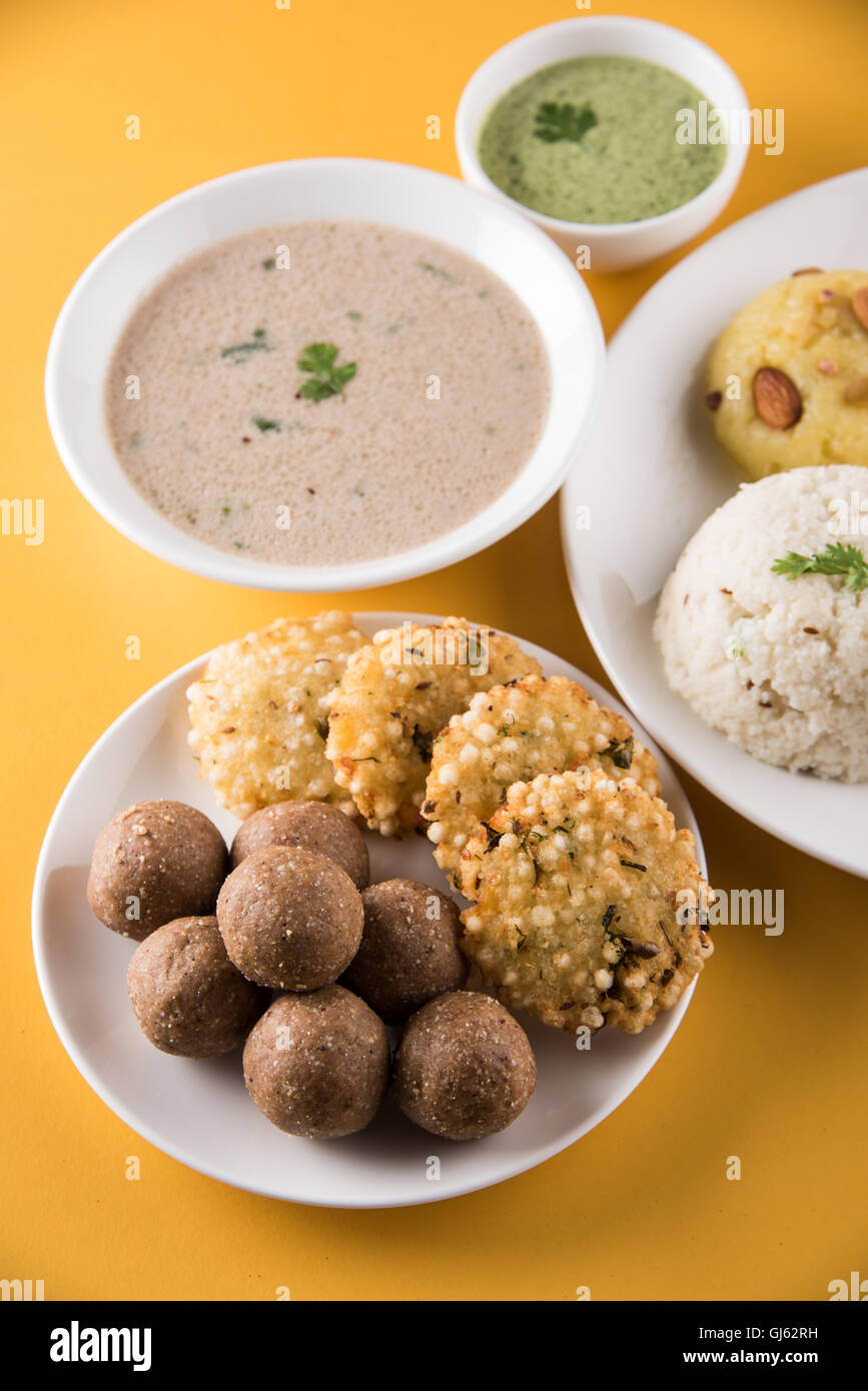 indian upwas or upvas food or fasting food, food prepared for vrat or ...