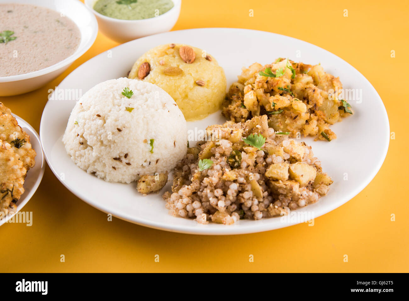 indian upwas or upvas food or fasting food, food prepared for vrat or ...