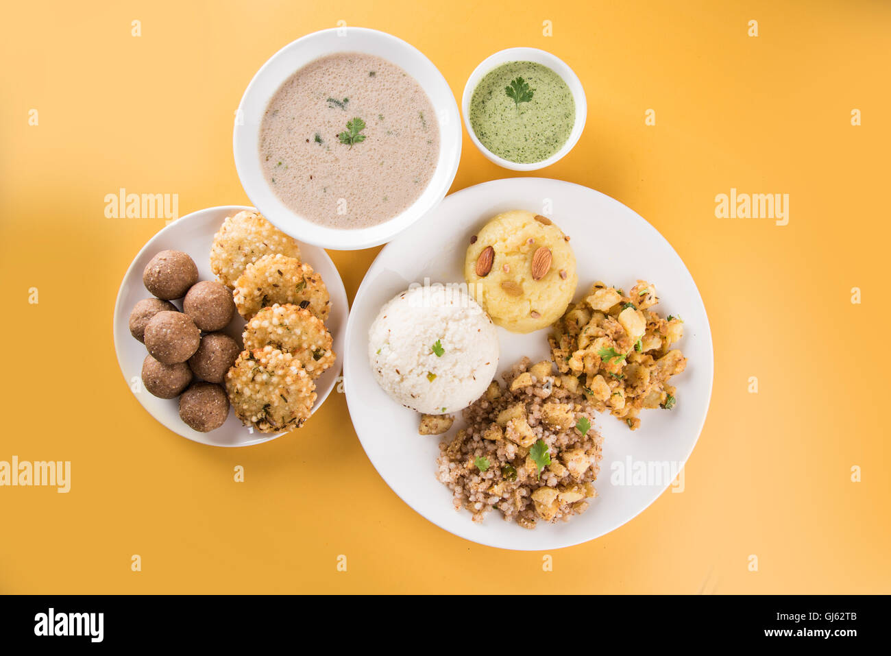 indian upwas or upvas food or fasting food, food prepared for vrat or ...