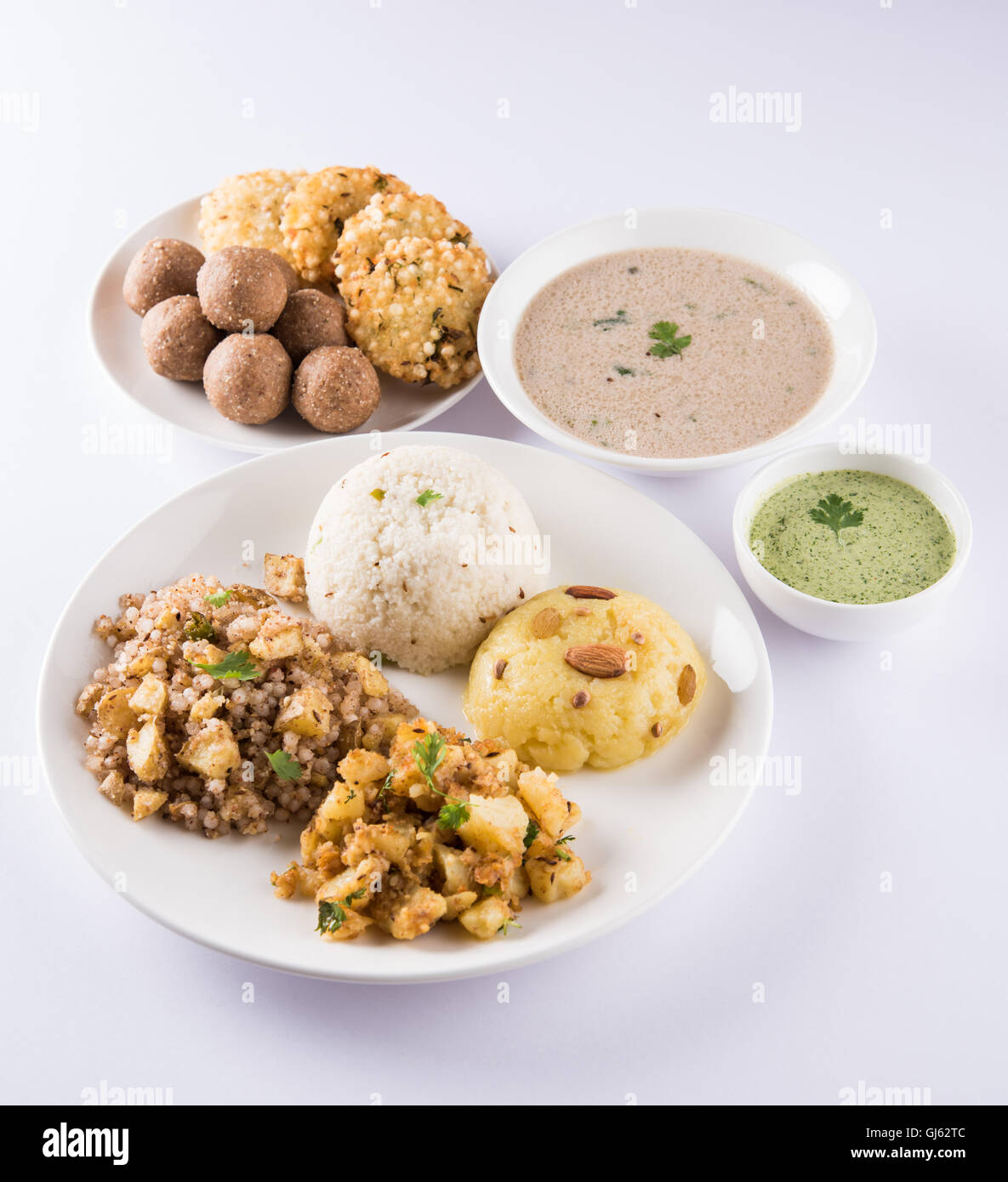 indian upwas or upvas food or fasting food, food prepared for vrat or ...