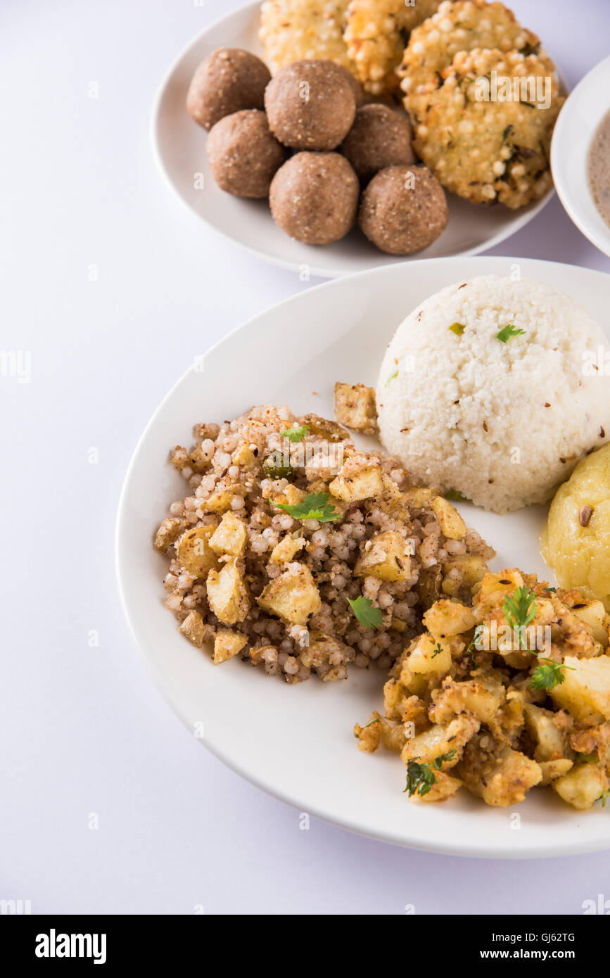 indian upwas or upvas food or fasting food, food prepared for vrat or ...