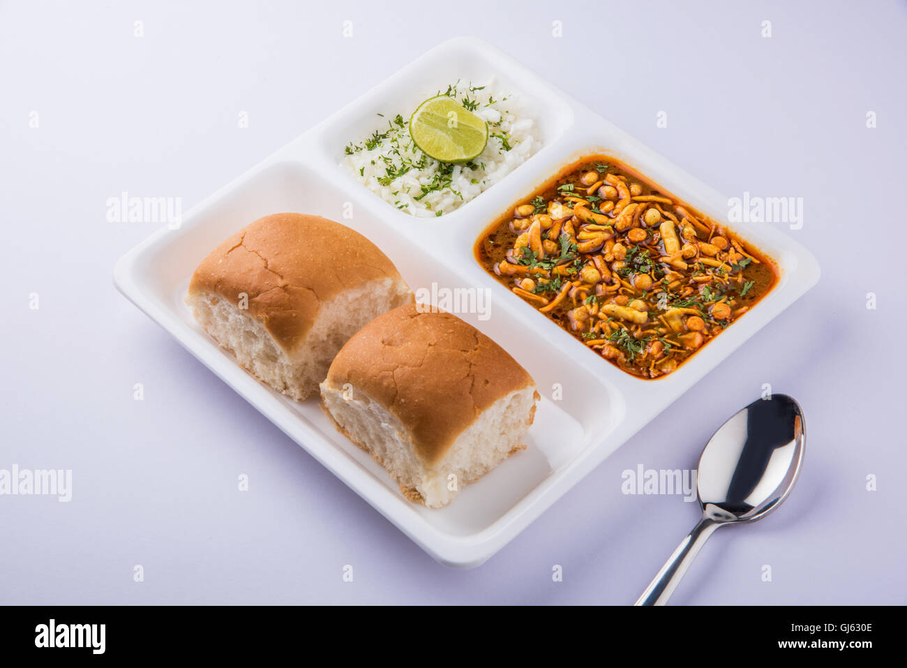 misal pav or misalpav, Misal Pav with Farsan Stock Photo - Alamy