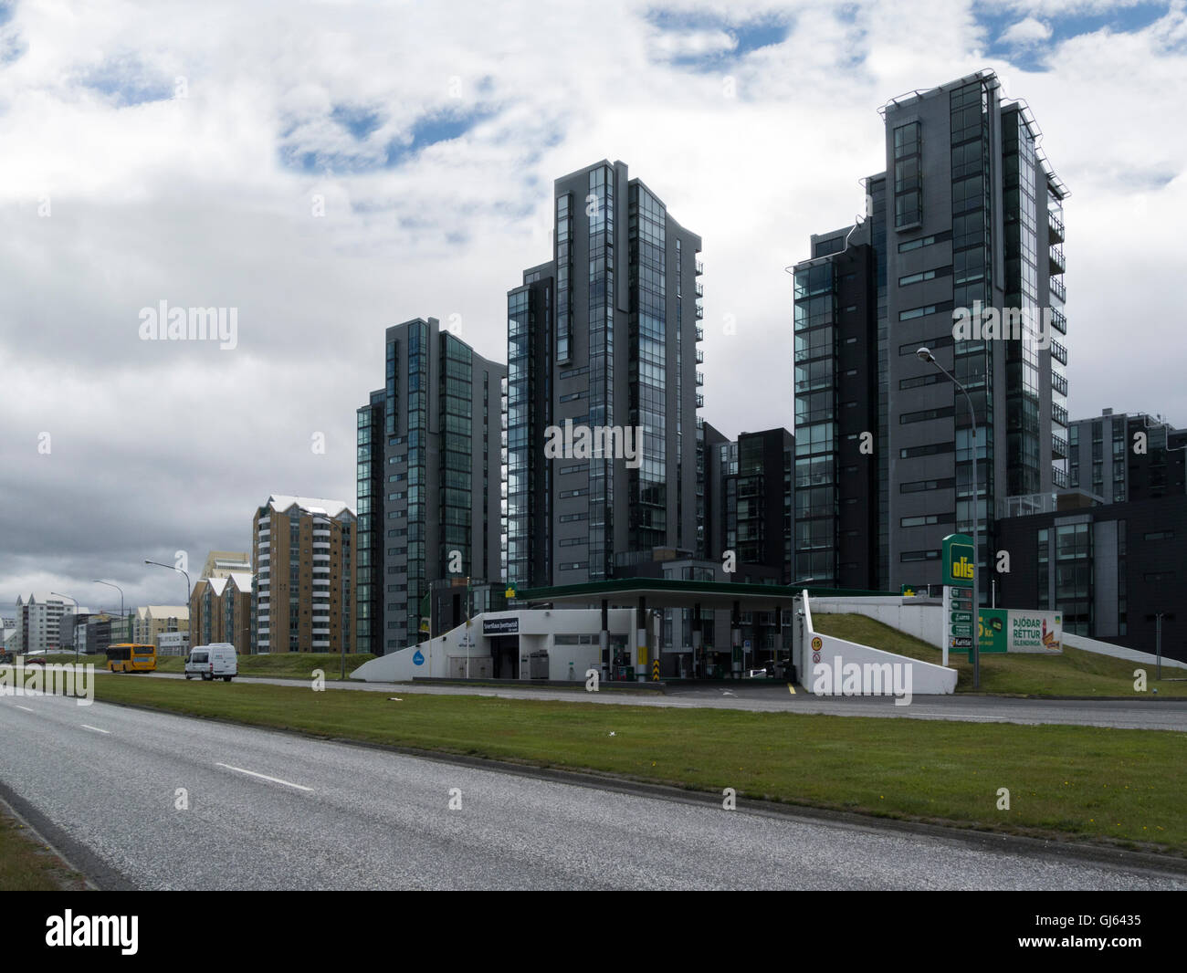 New high rise buildings along the waterfront Reykjavik Iceland in ...