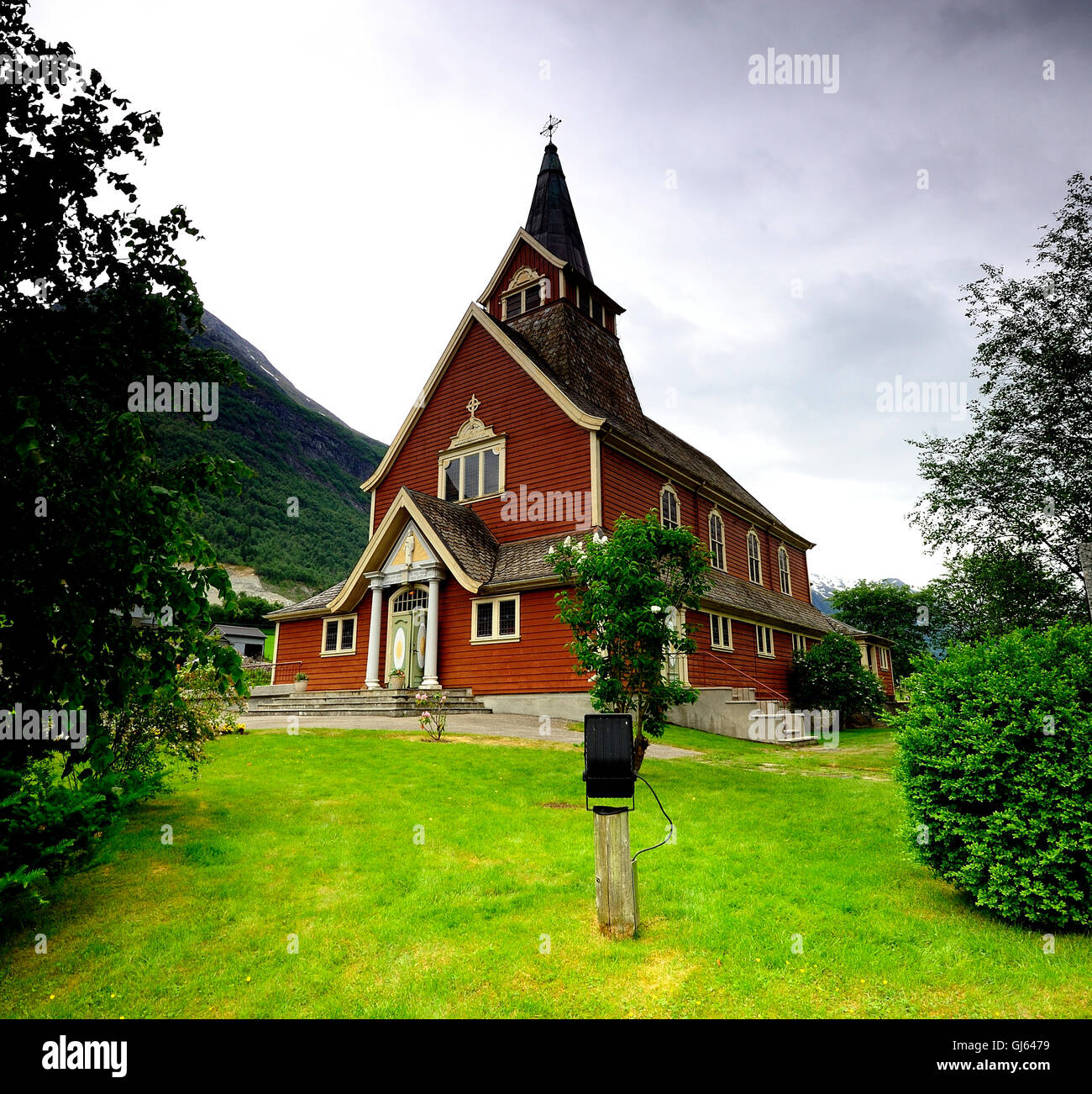 The new church of Olden, Norway Stock Photo - Alamy