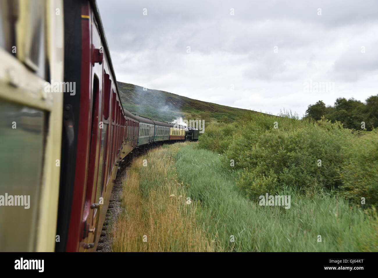 Steam train on the North York Moors heritage Railway heading to Whitby ...