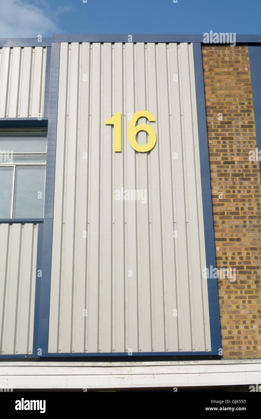 Factory unit number 16 sign Stock Photo - Alamy