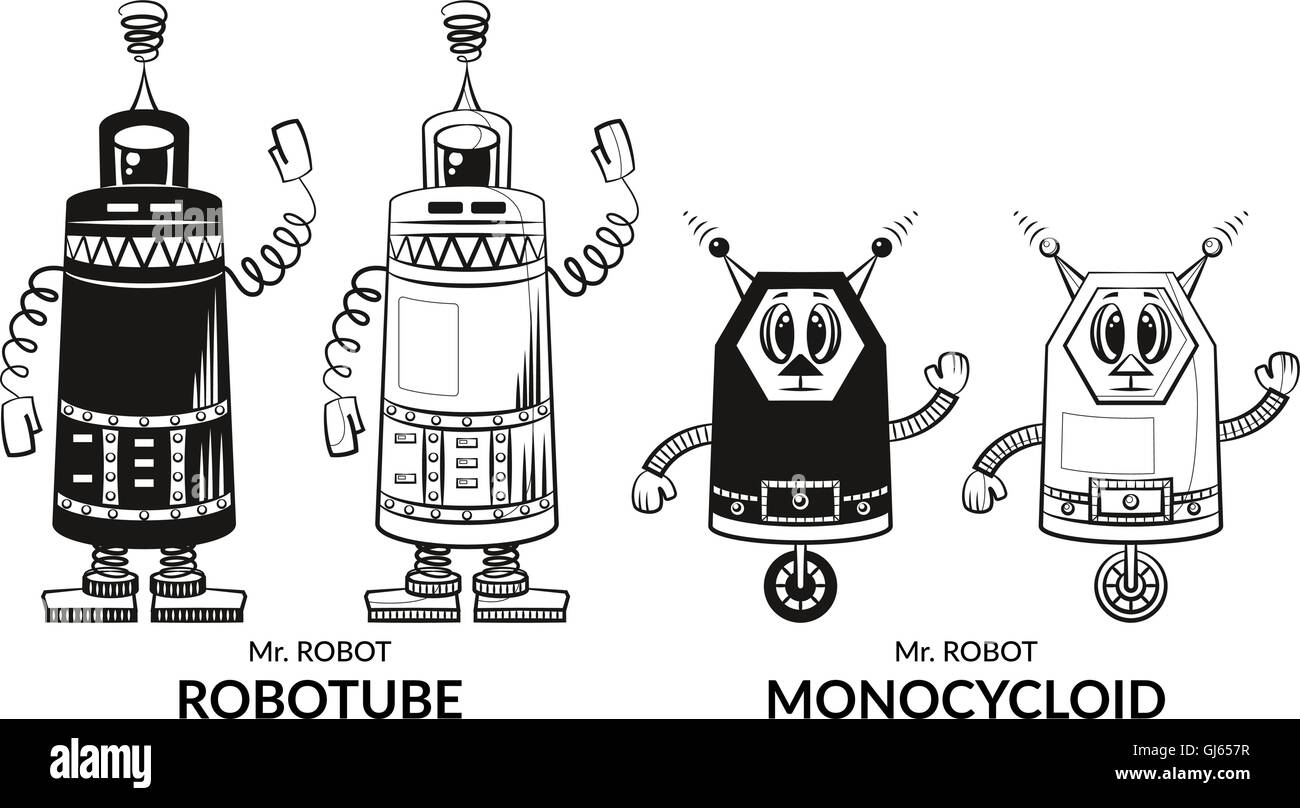 Contour and Silhouette Robots Set Stock Vector Image & Art - Alamy
