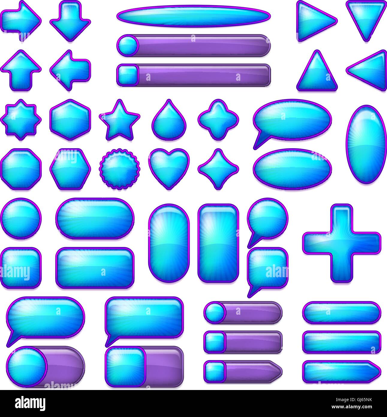 Blue Glass Buttons Set Stock Vector Image & Art - Alamy