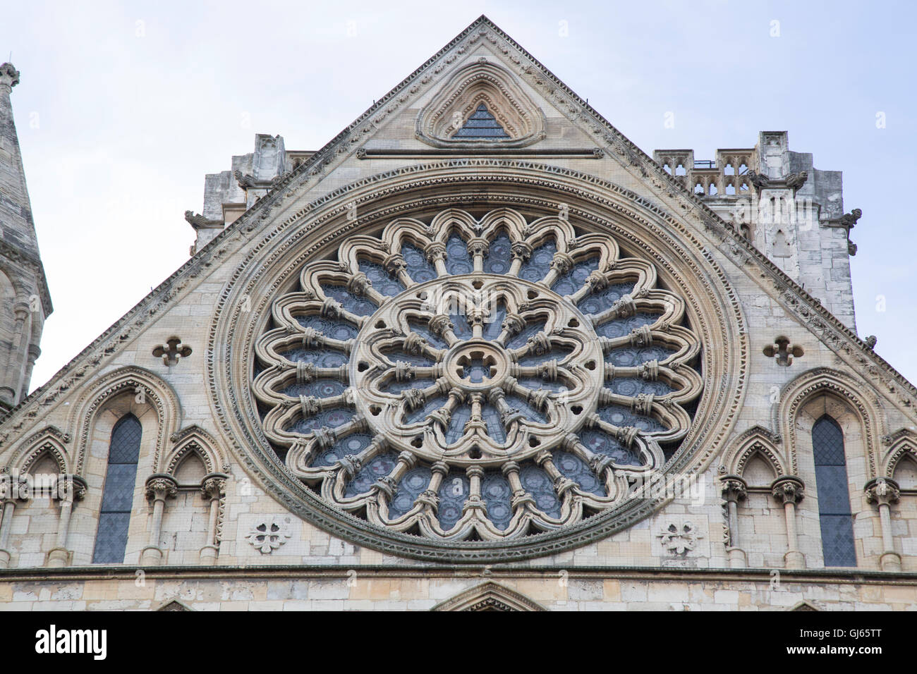 Rose Window Facade of York Minster Cathedral Church, England; UK Stock ...