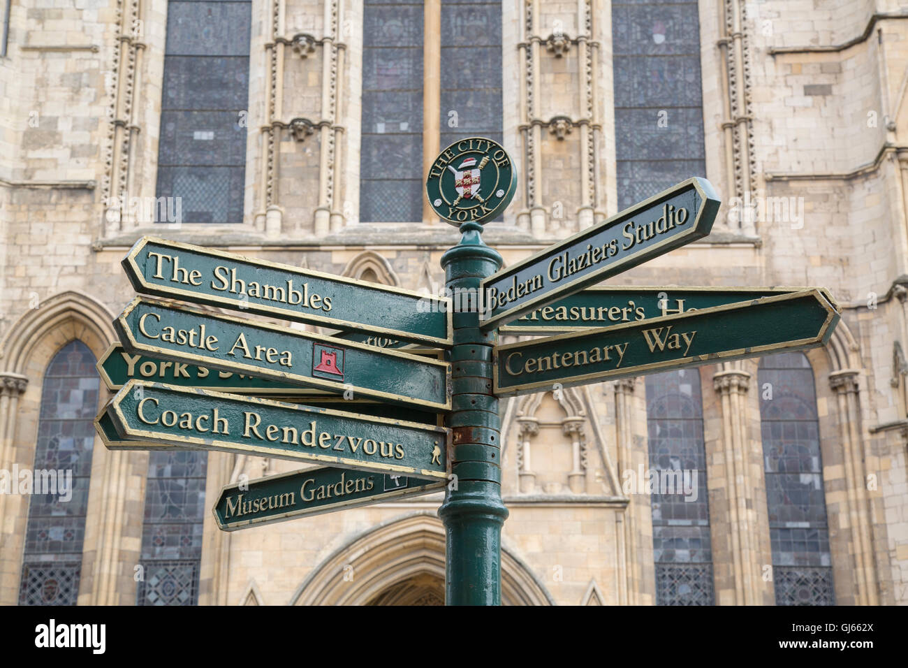 Tourist Information Sign outside York Minster Cathedral; England; UK ...