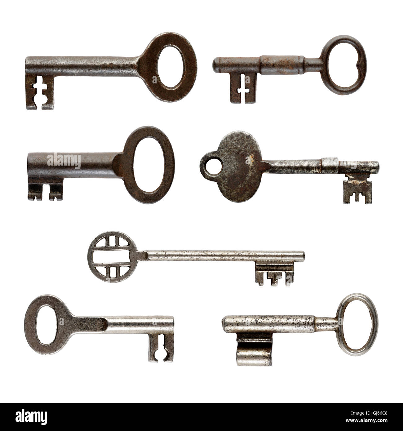 Set of old keys isolated on white background Stock Photo - Alamy