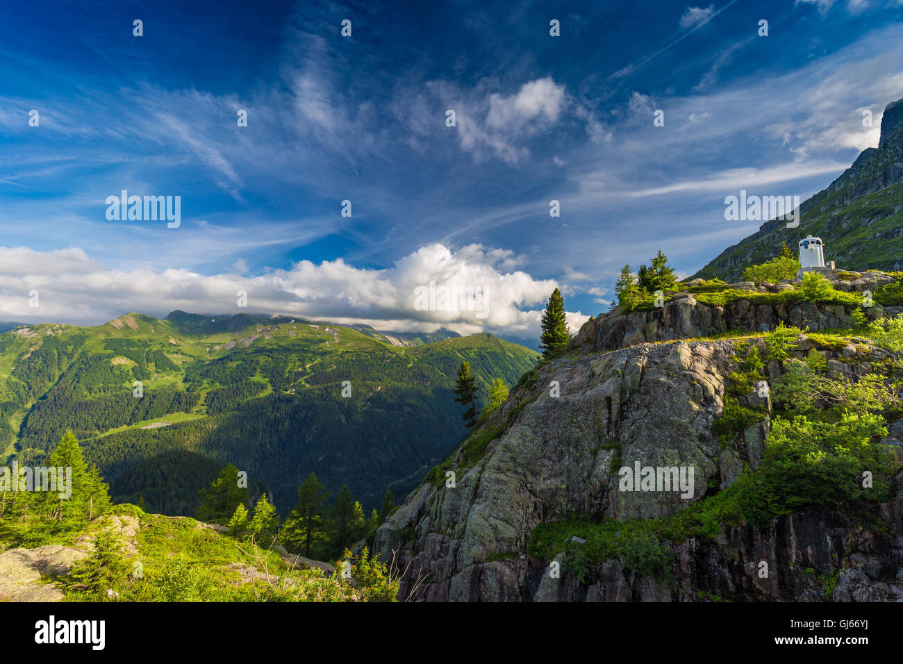 View of the Mont-Blanc peak from Lac d'Emosson near Swiss city of Finhaut and French city of ...