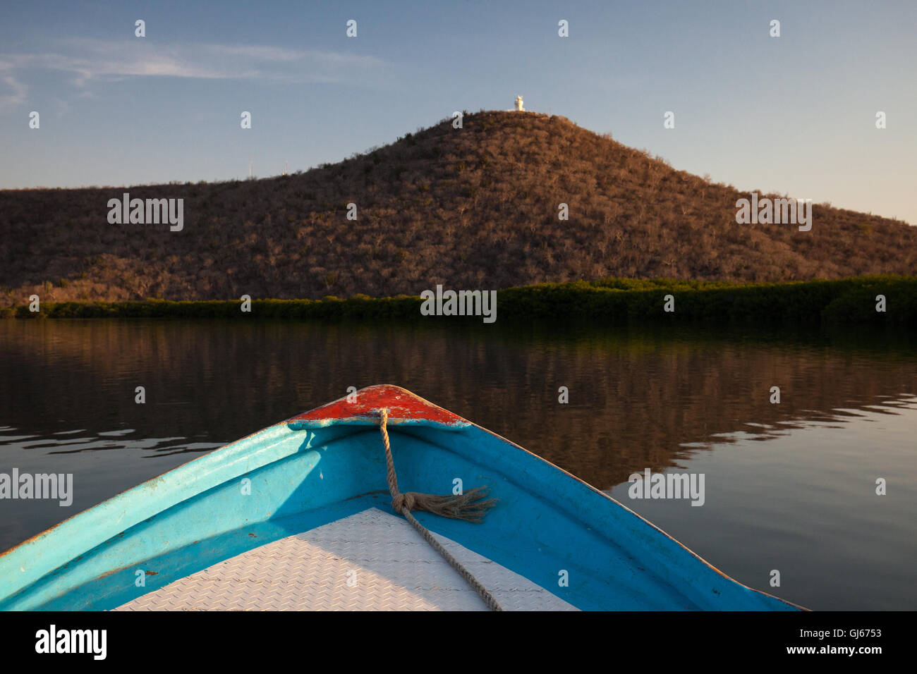 A boat enters the lagoon near Topolobampo, Mexico which has been the ...
