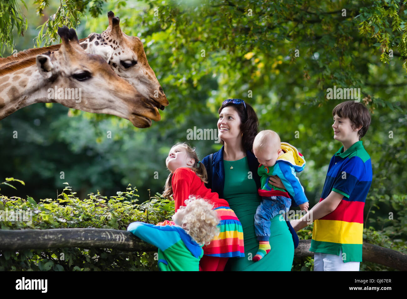 Mother and children, school student, little toddler boy, preschool girl ...