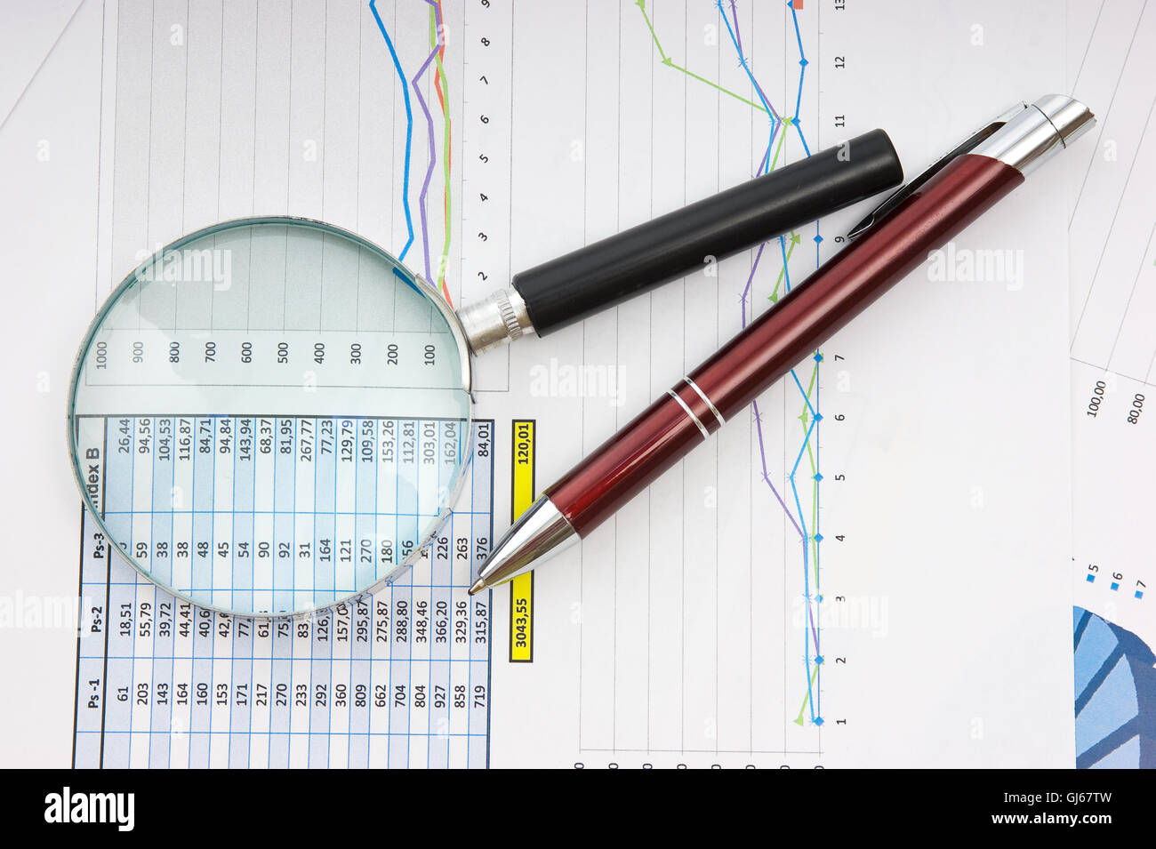 Graphs tables and documents Stock Photo - Alamy