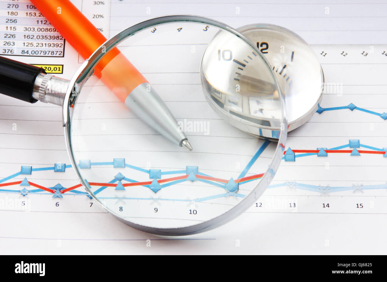 Graphs tables and documents Stock Photo - Alamy