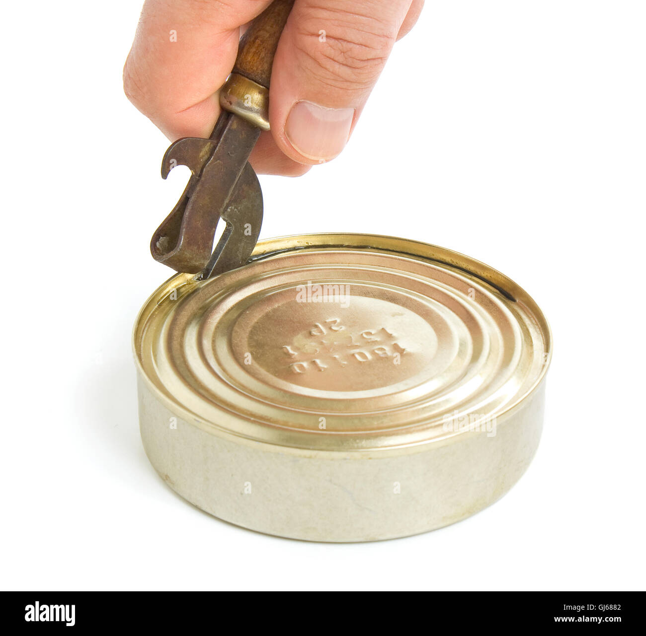 Opening a tin Stock Photo - Alamy