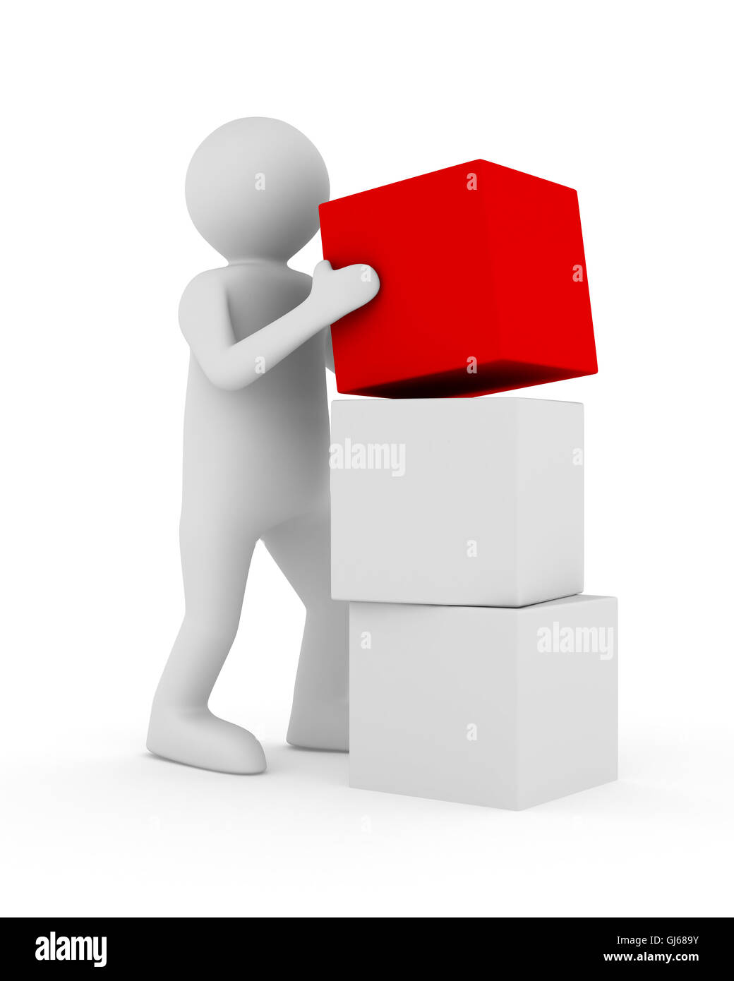 man build boxes on white. Isolated 3D image Stock Photo - Alamy