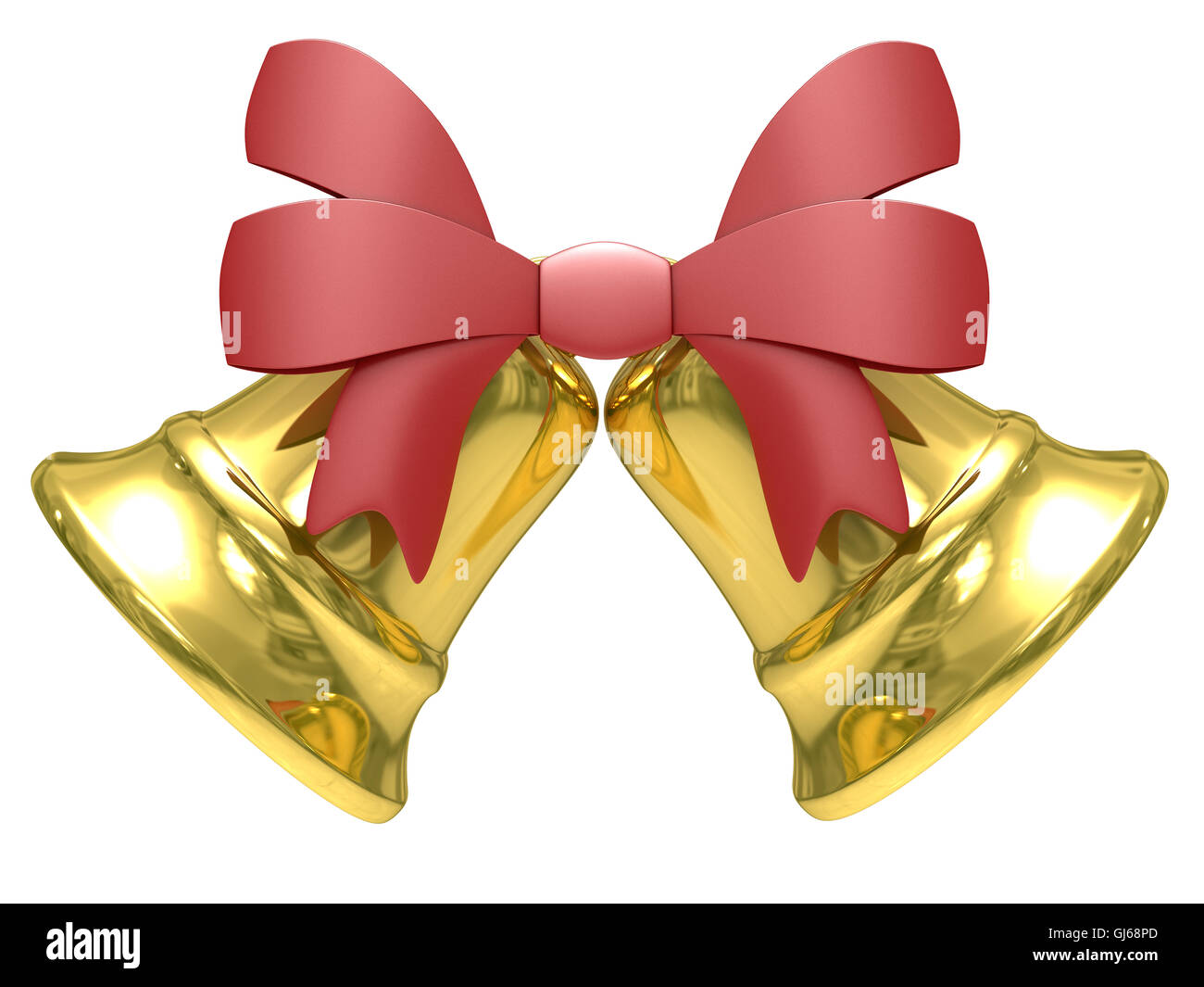 Two gold hand bell on white background. Isolated 3D image Stock Photo ...