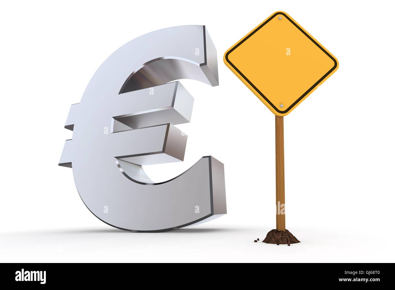Euro with Yellow Warning Sign Stock Photo - Alamy