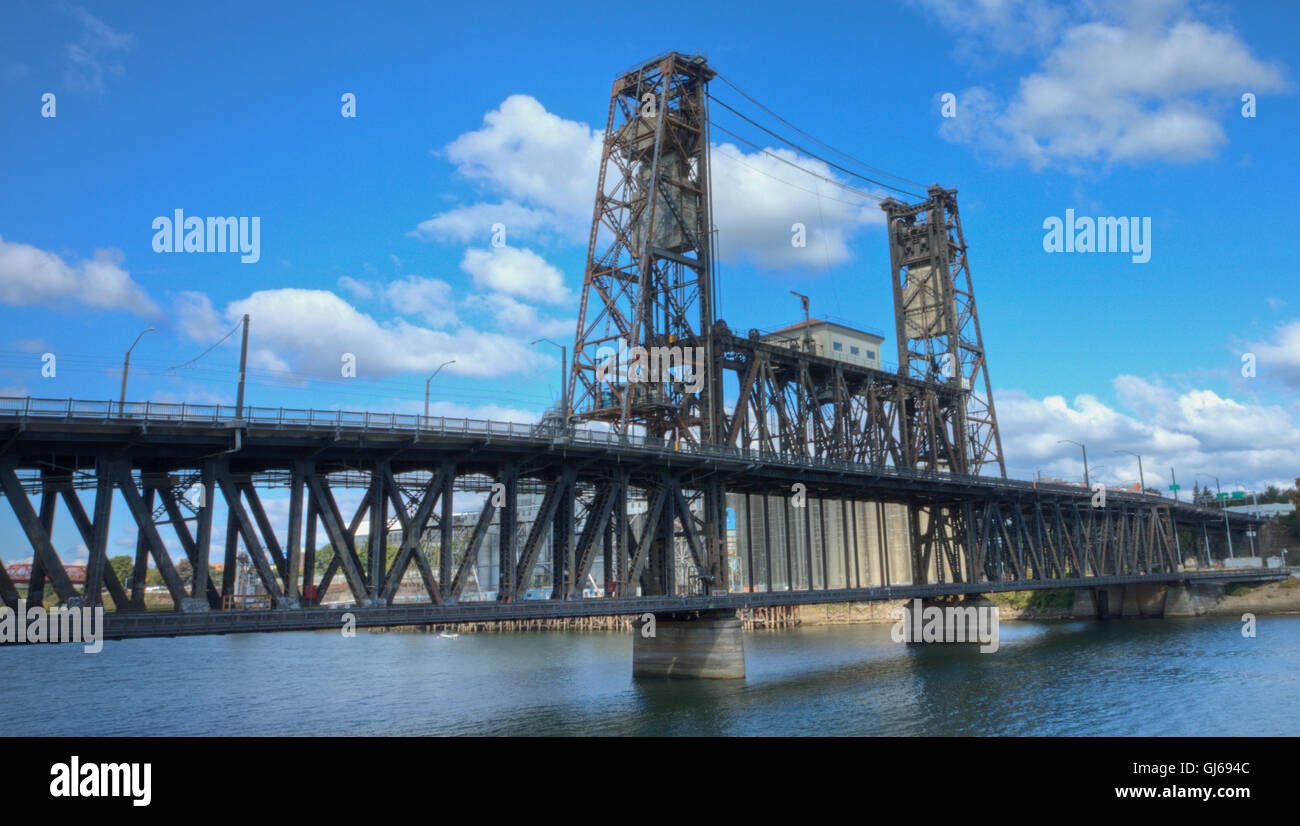 Old Steel draw bridge HDR Stock Photo - Alamy