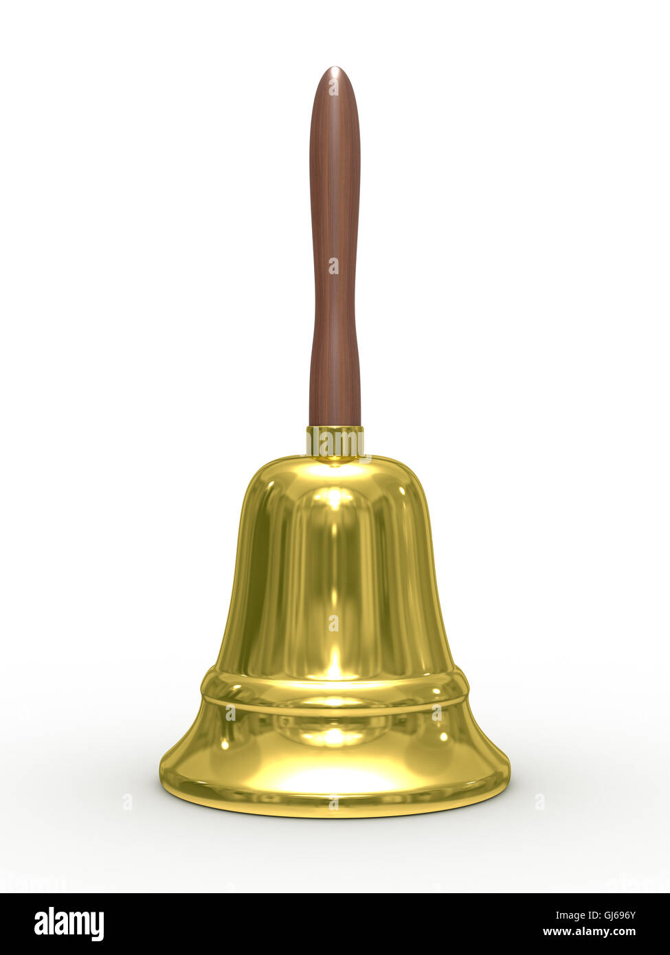gold hand bell on white background. Isolated 3D image Stock Photo - Alamy