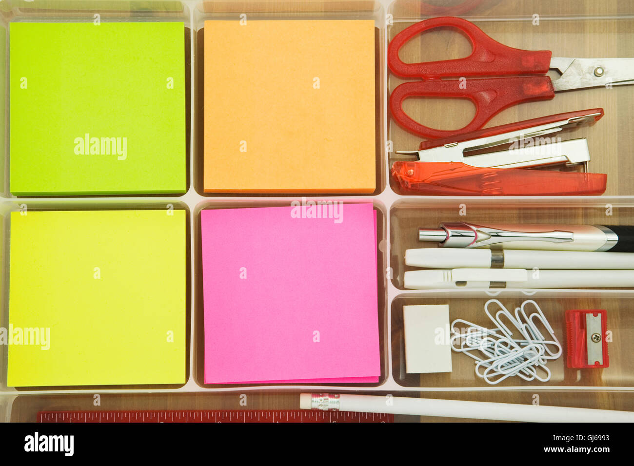 Stationery tray with Four Blank Post-it notes to add your own te Stock ...