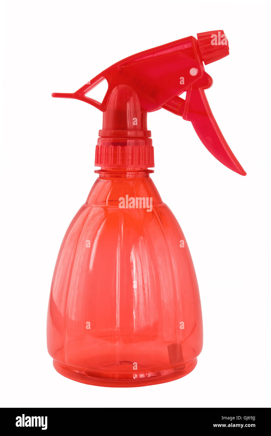 Red spray bottle Stock Photo - Alamy