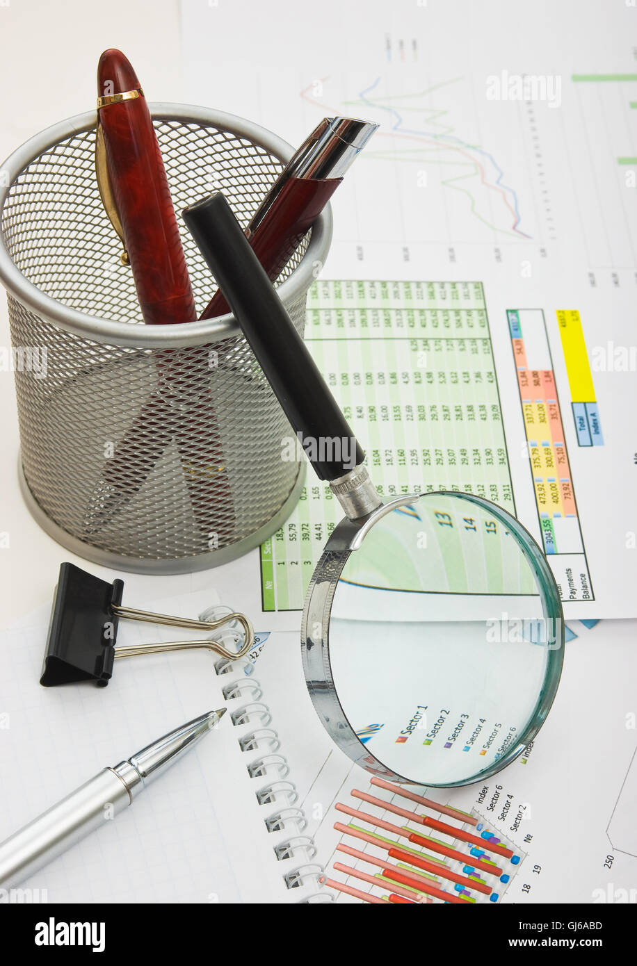Graphs tables and documents Stock Photo - Alamy
