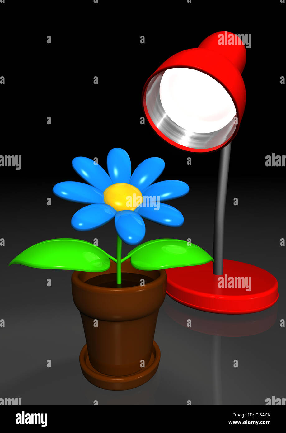 artificial flower enjoying the lamplight office Stock Photo - Alamy